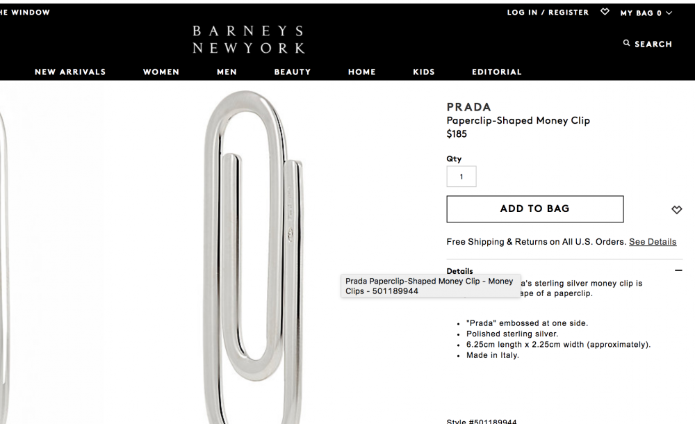 Prada verkoopt paperclip voor 165 euro | Beau Monde